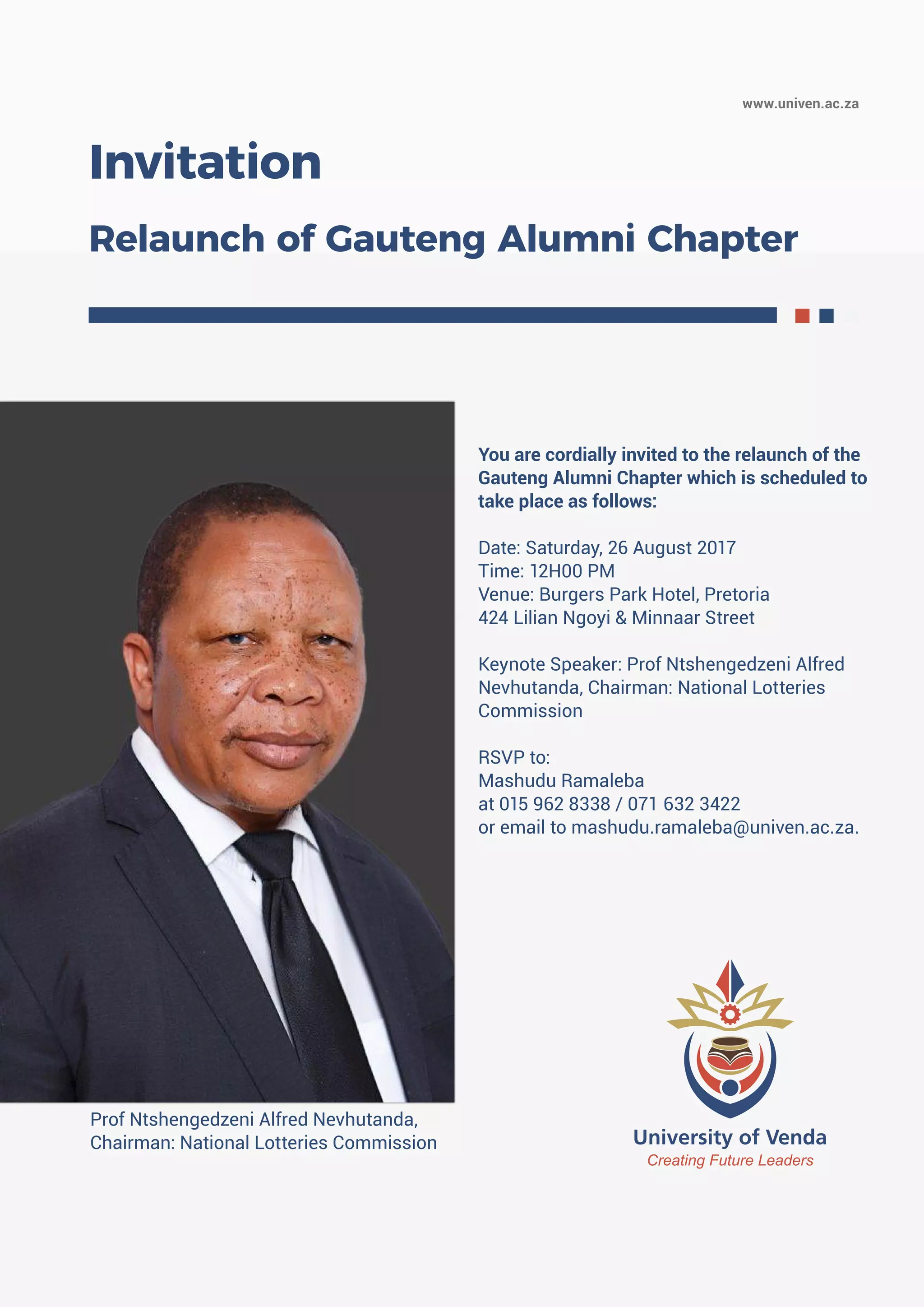 Invitation to the relaunch of gauteng alumni chapter | PDF
