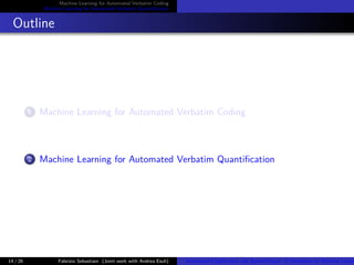 Automated Classification and Quantification of Verbatims via Machine Learning | PPT