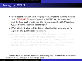Automated Classification and Quantification of Verbatims via Machine Learning | PPT