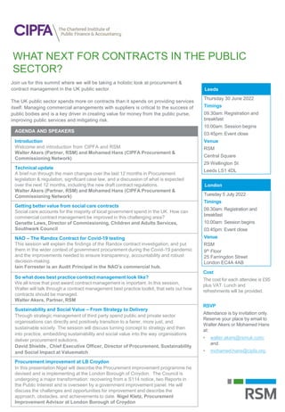 Invite to CIPFA RSM Procurement & contract management conference - 2022 ...