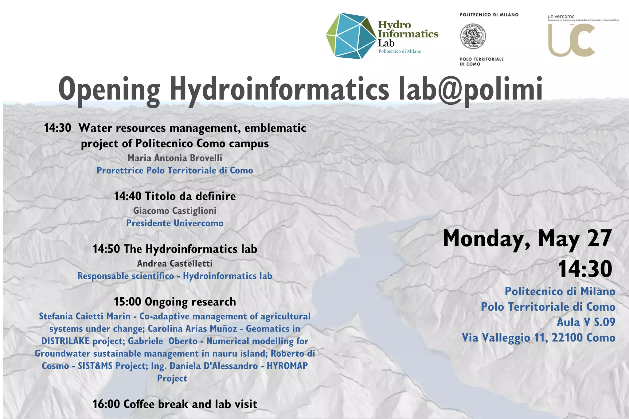 Hydroinformatics Lab Opening Politecnico di Milano | PDF | Student ...