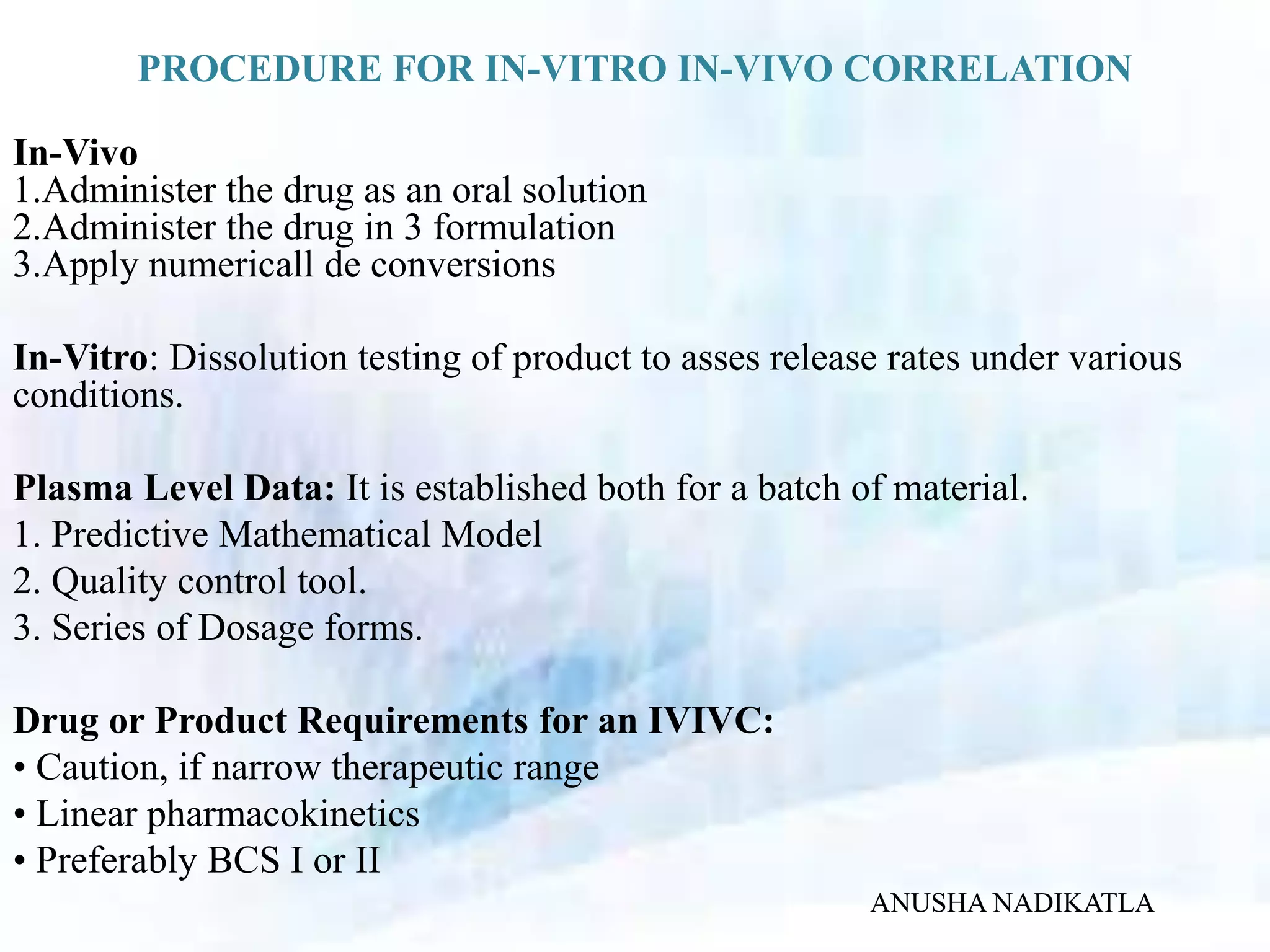 In Vitro In Vivo Correlation Pptx