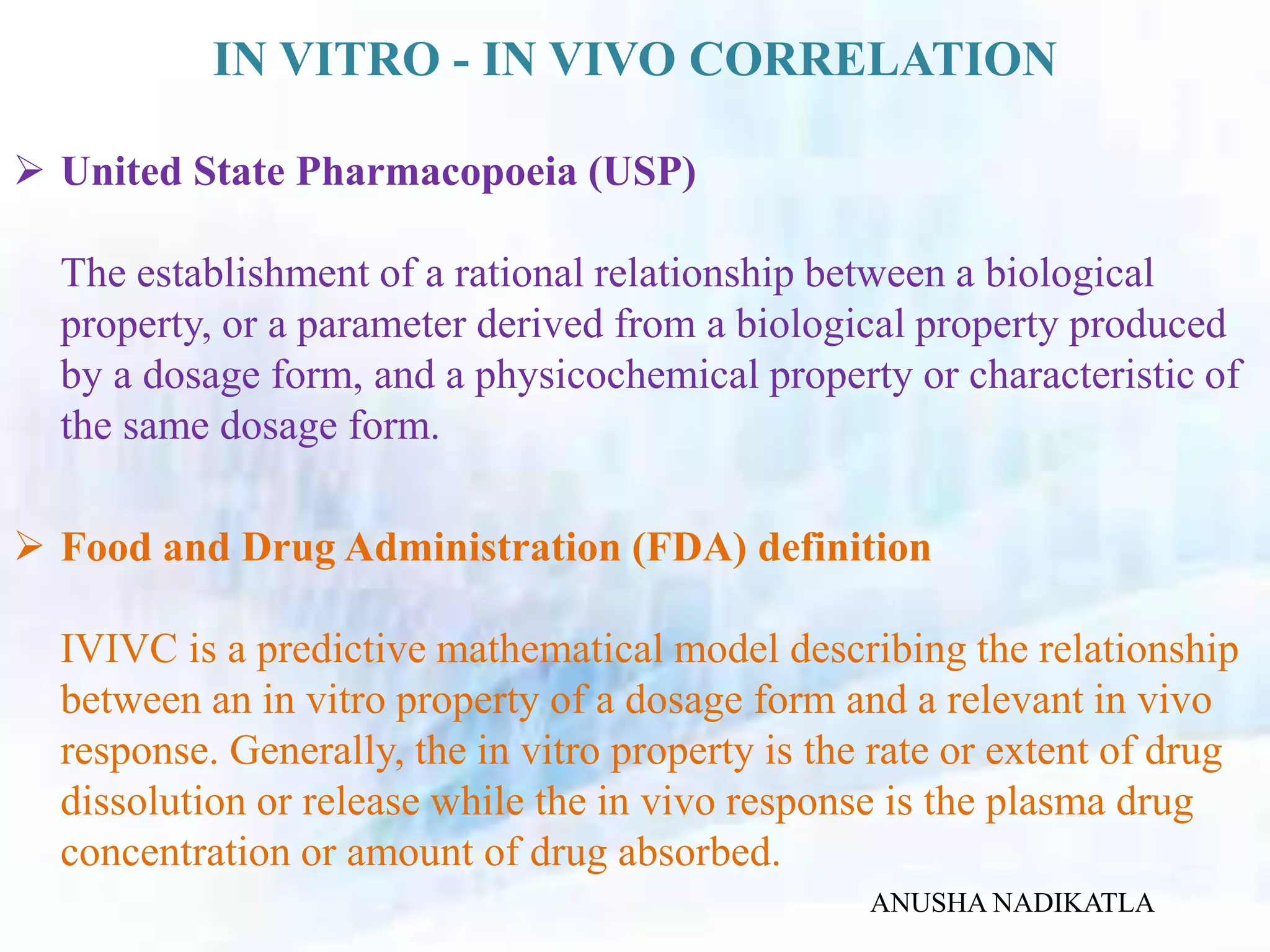 IN VITRO - IN VIVO CORRELATION | PPTX