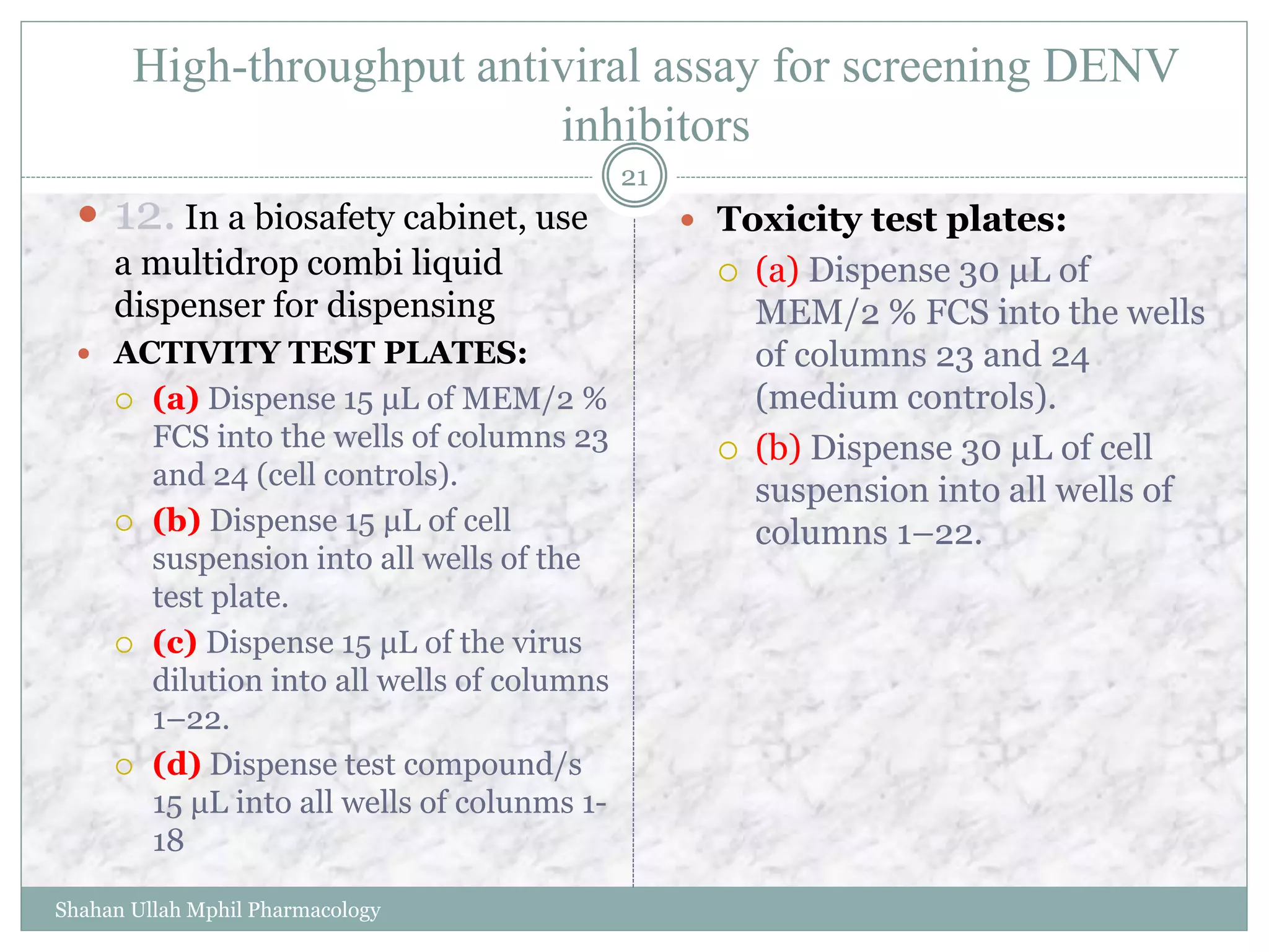 Invitro antiviral assay against dengue virus | PPTX