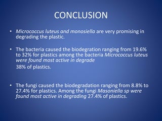 In vitro degradation of plastic | PPTX