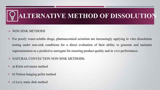 In-Vitro Dissolution and Alternative Methods Involving in Drug Release ...
