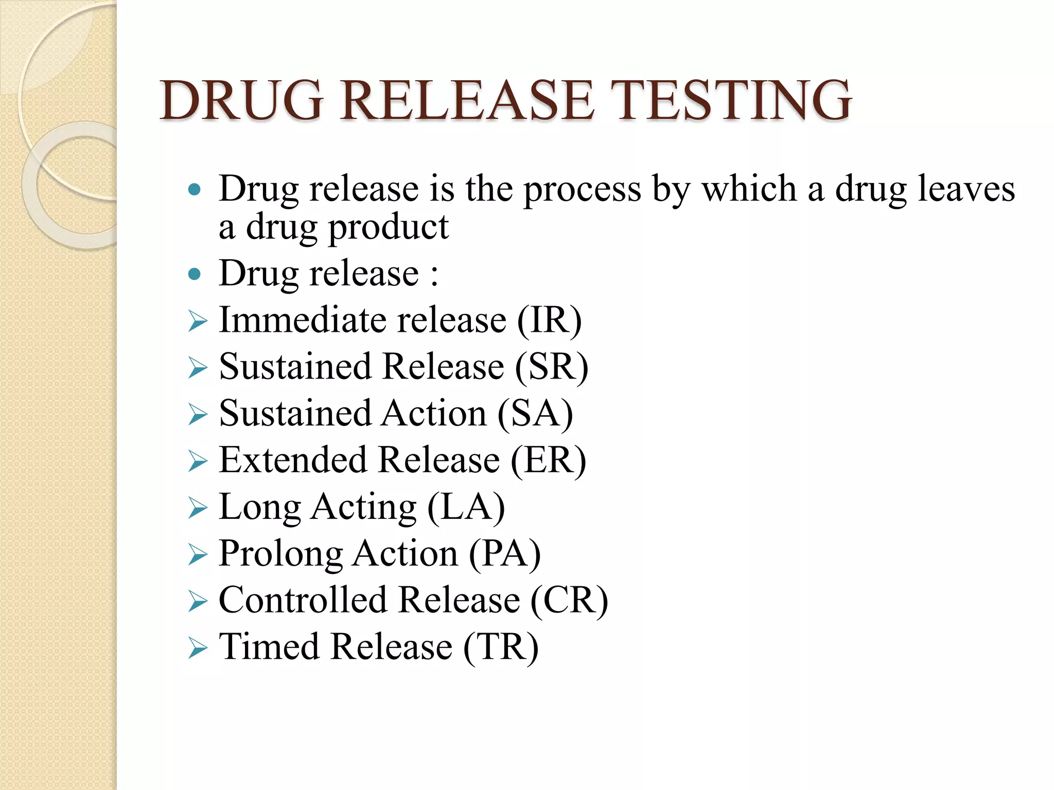 Invitro : dissolution and drug release testing | PPTX