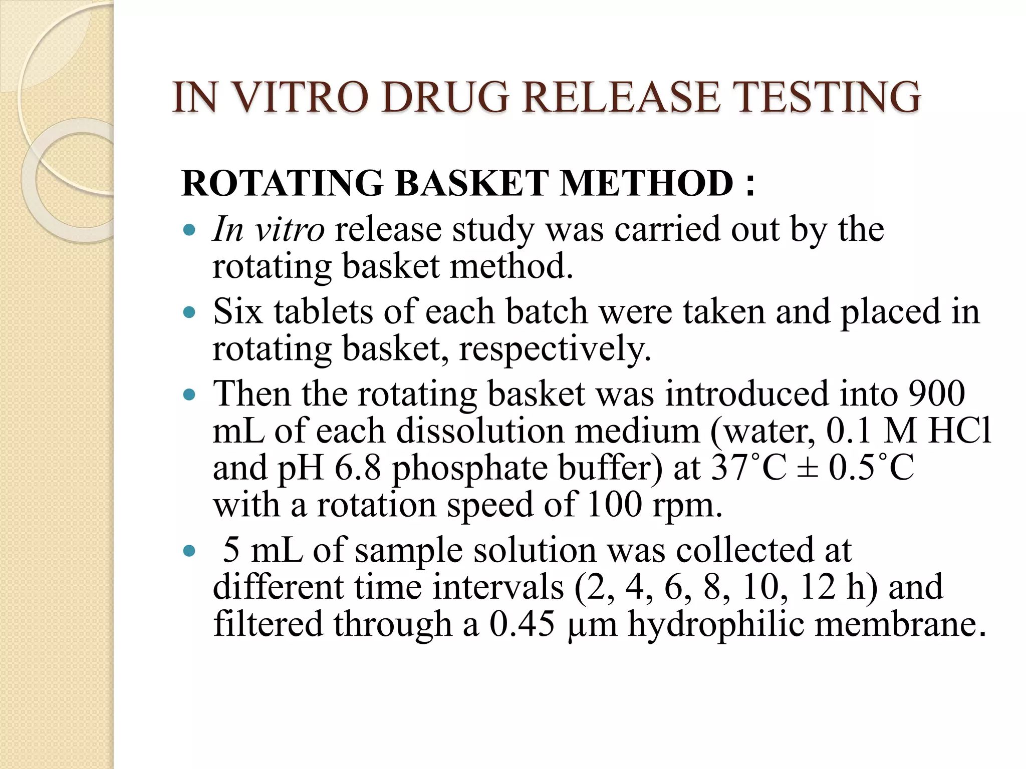 Invitro : dissolution and drug release testing | PPTX