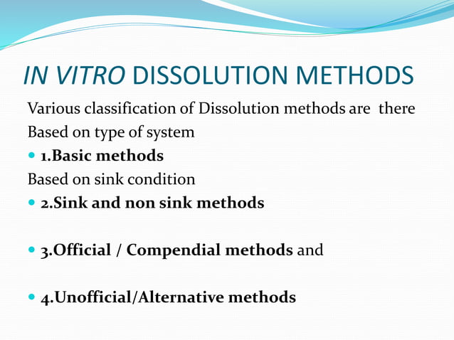 In vitro dissolution testing methods | PDF | Chemistry | Science