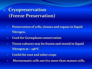 In vitro Preservation of Germplasm SMG | PPTX