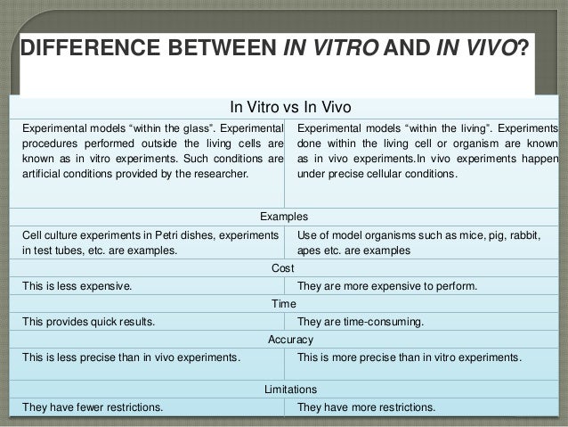 In vivo and in vitro studies