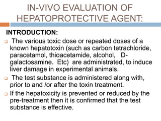 In vivo studies of wound healing and hepatoprotective agents | PPTX