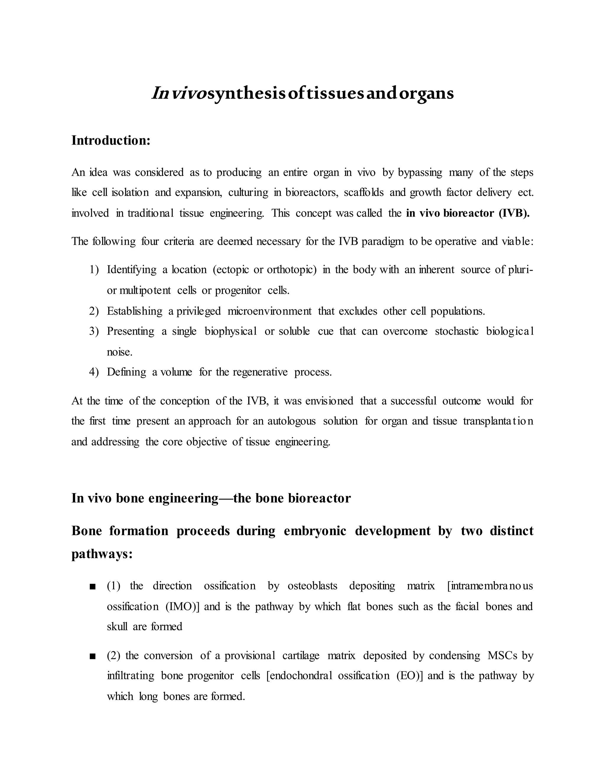 In vivo synthesis of tissues and organs | PDF