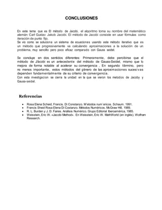 INVESTIGACION “SOLUCION DE SISTEMAS DE ECUACIONES: METODO DE JACOBY” | DOCX