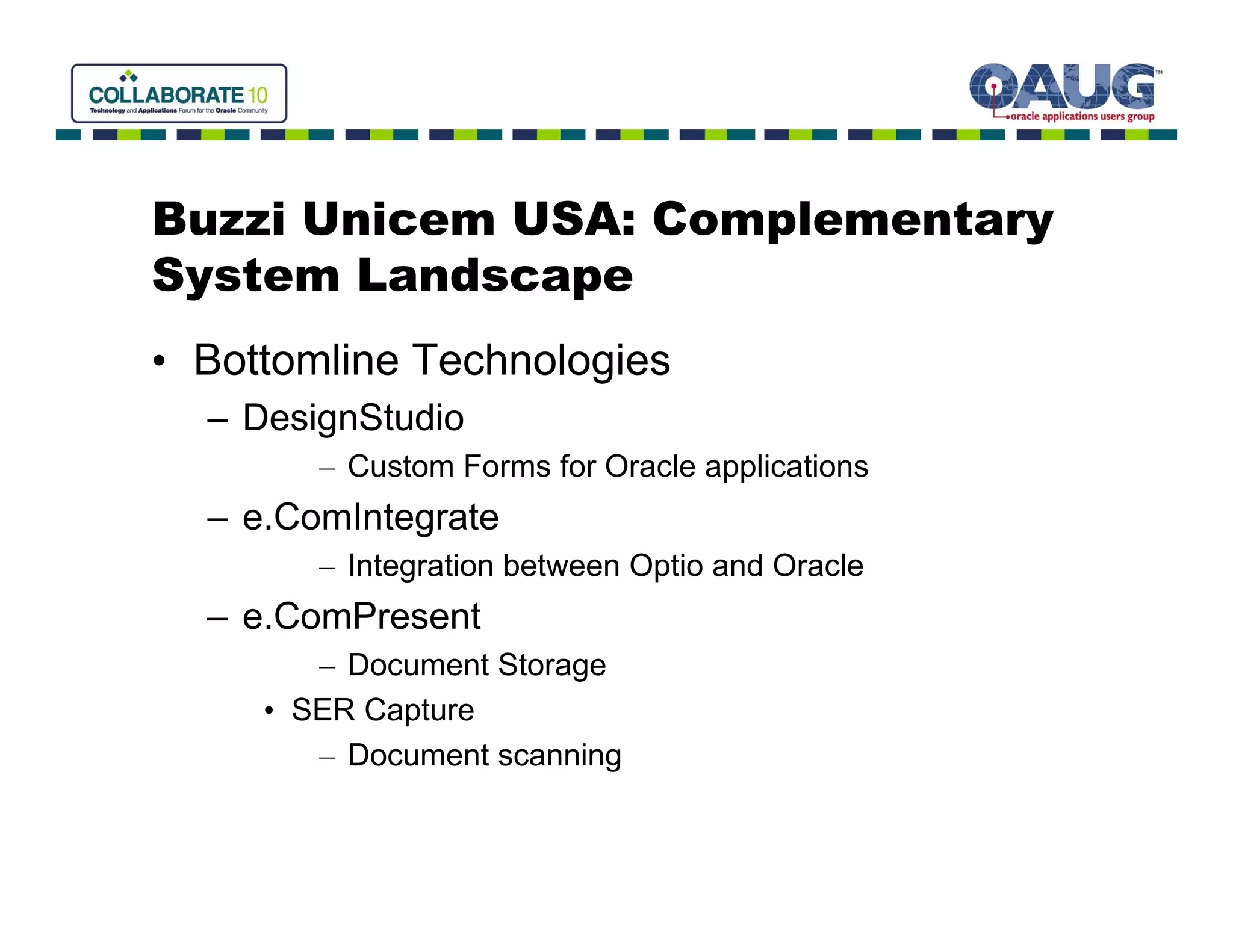 Invoice And Payment Automation For Oracle Ebs Bottomline And Buzzi At Collaborate 10 Pdf