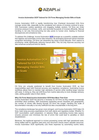 Invoice Automation OCR Tailored for CA Firms Managing Vendor Bills at ...