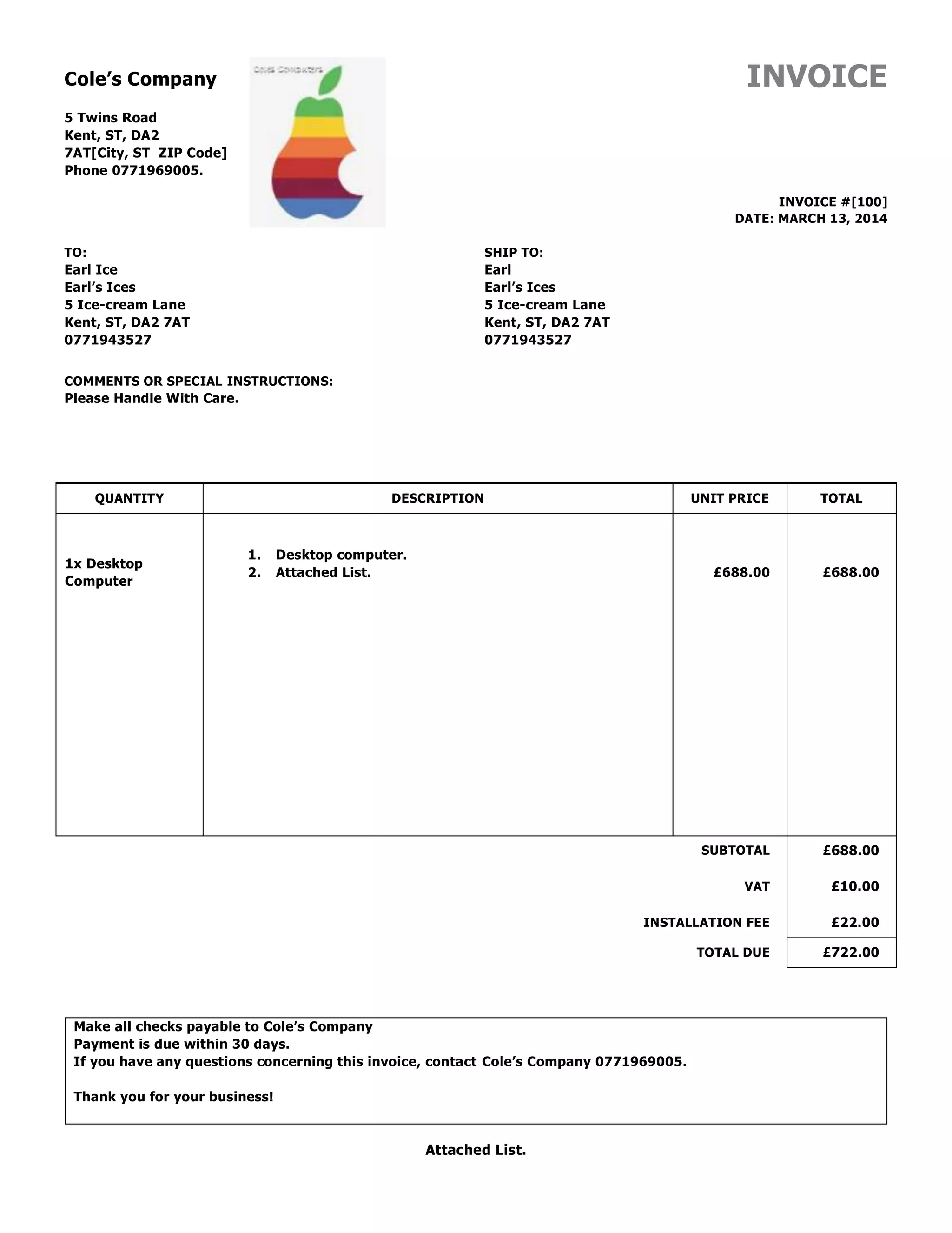 Invoice UNIT 3 | DOCX | Computer Peripherals | Computing