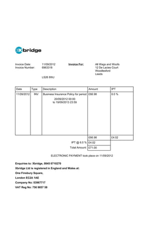 Invoice liability insurance 2012 2013 | PDF
