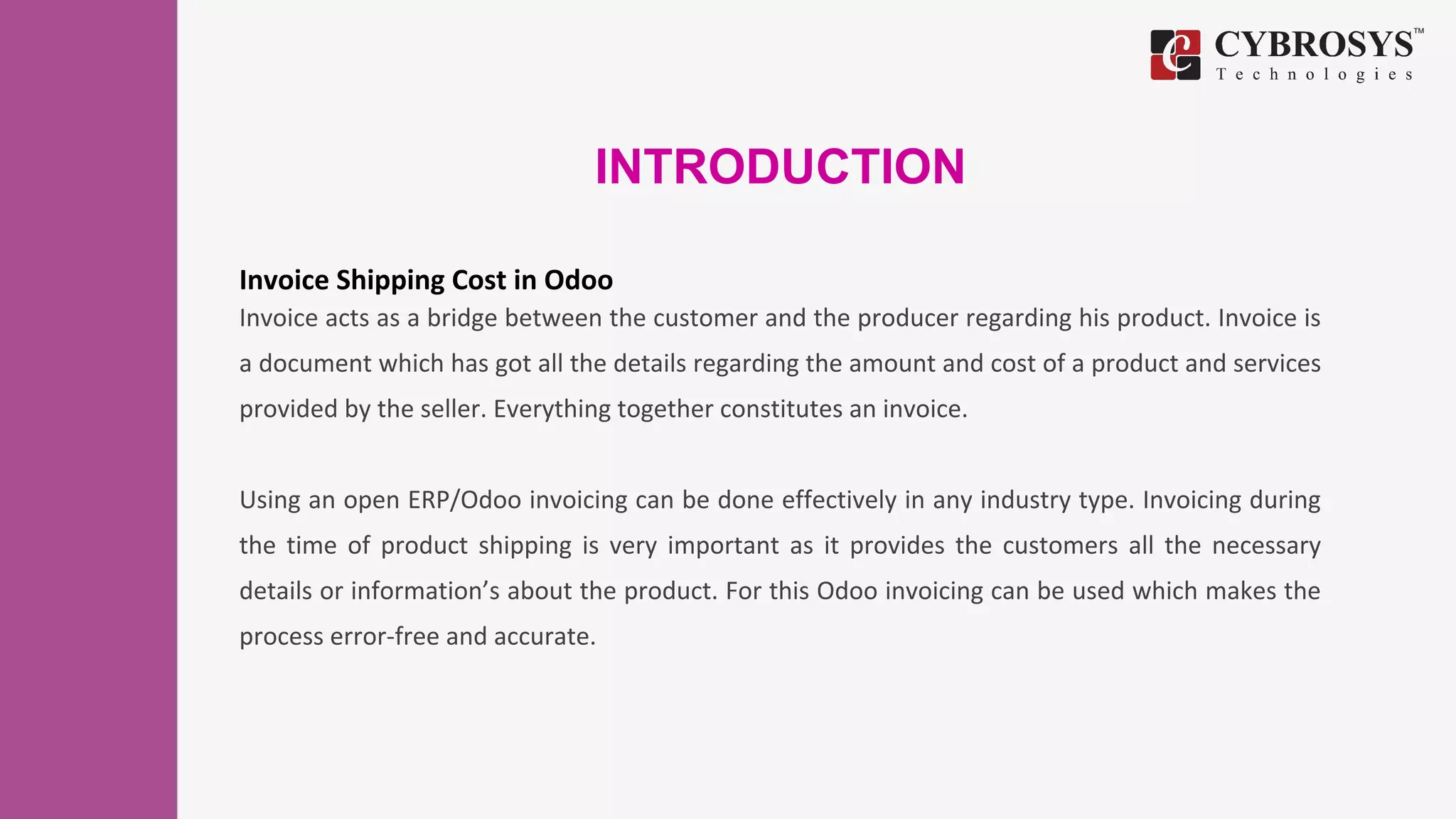 Invoice shipping cost in odoo | PPT