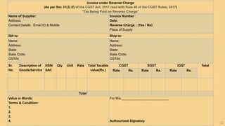 #GST Invoice Under Reverse Charge & Other Compliance's# By SN Panigrahi ...
