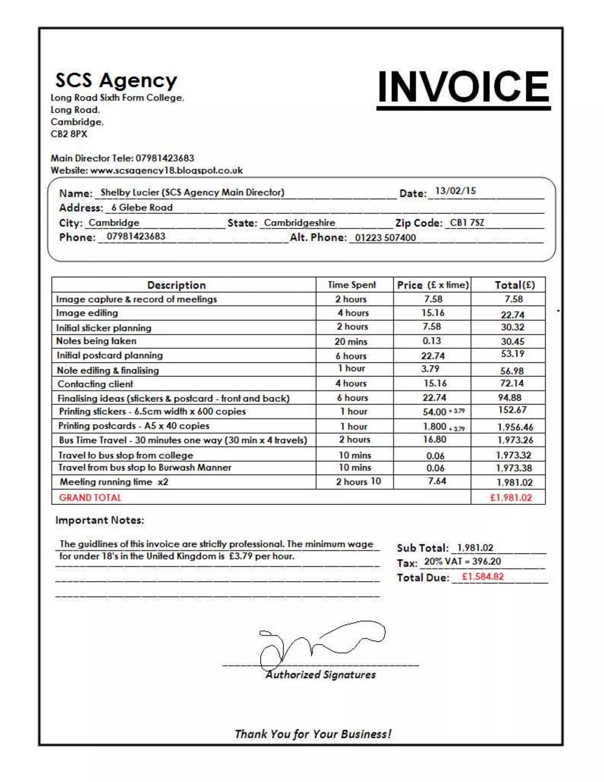 Invoice Word Document | DOCX