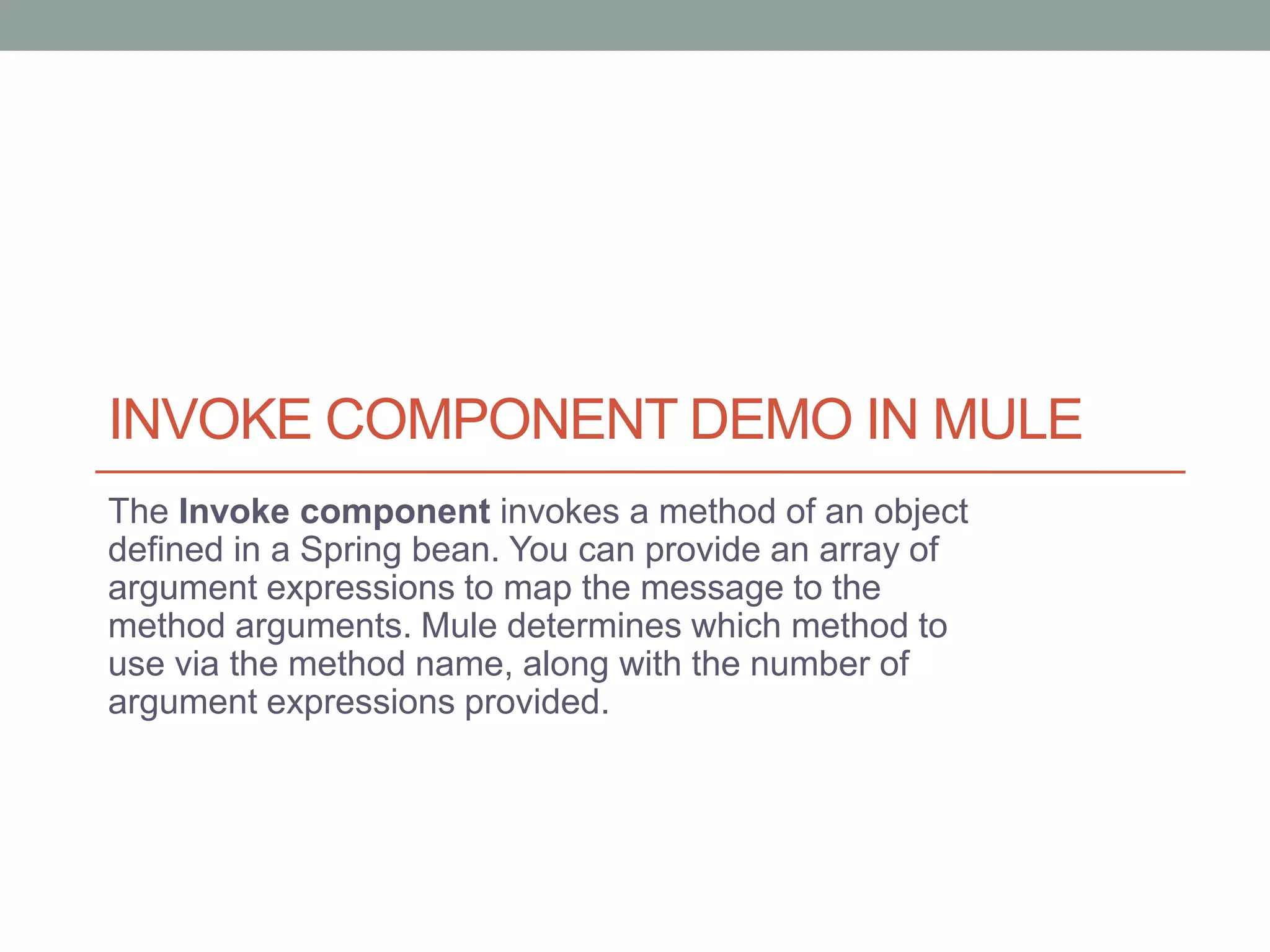 Invoke component demo in mule | PPTX | Programming Languages | Computing