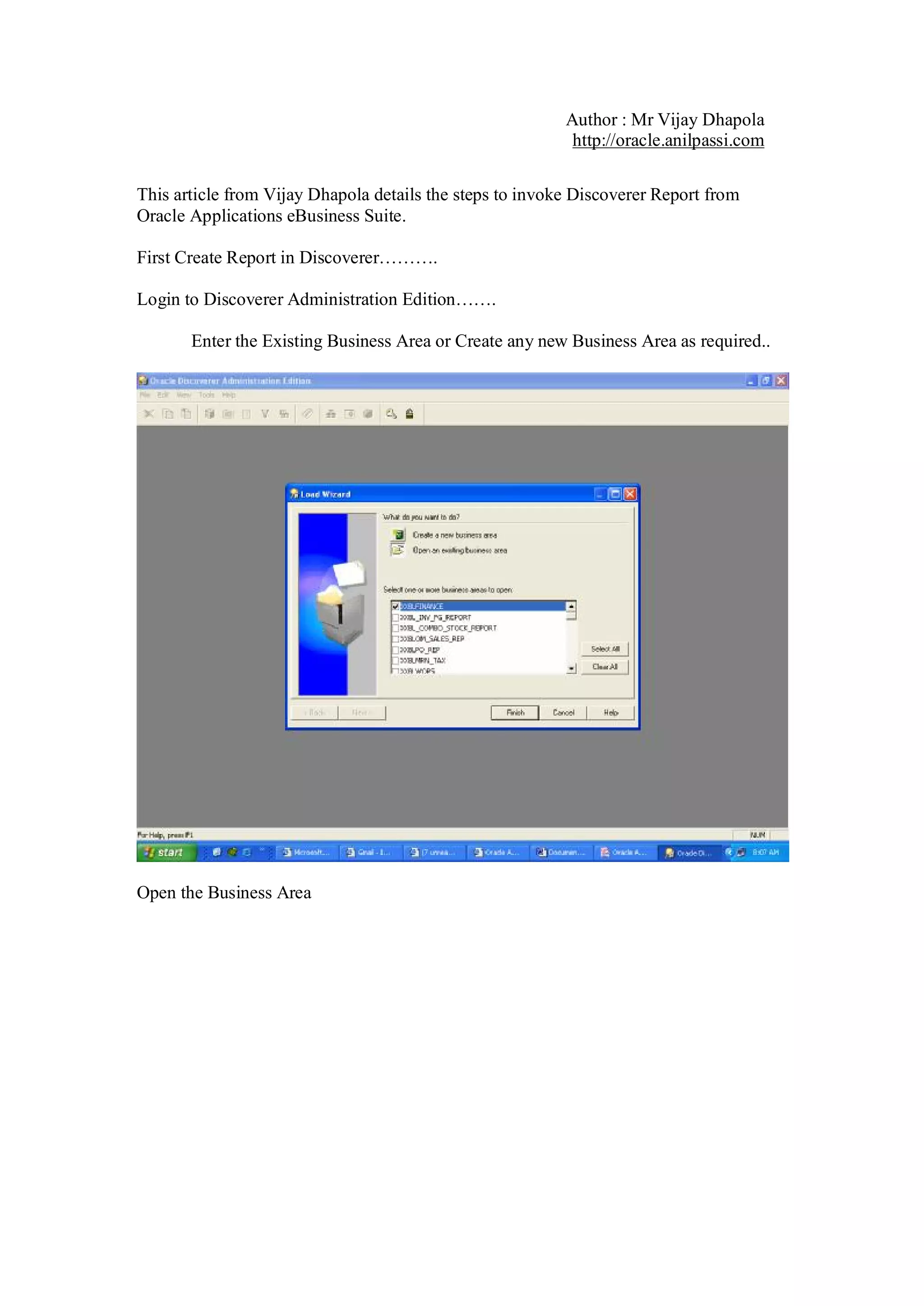 Invoking discoverer report_through_application_1 | PDF