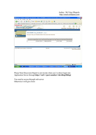 Invoking discoverer report_through_application_1 | PDF