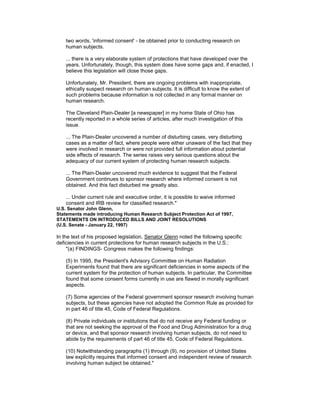 Involuntary Human Experimentation in the US | PDF