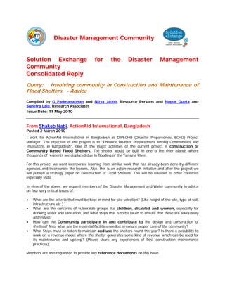 Involving Community in the Management of Flood Shelters and Other ...