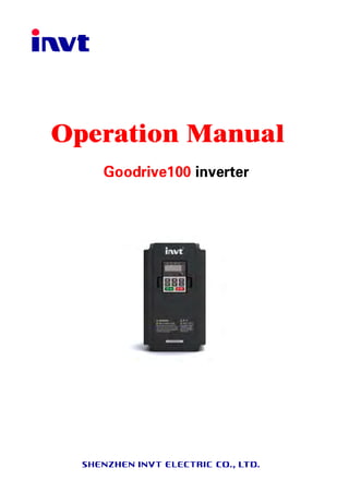 Invt gd100-user-manual | PDF