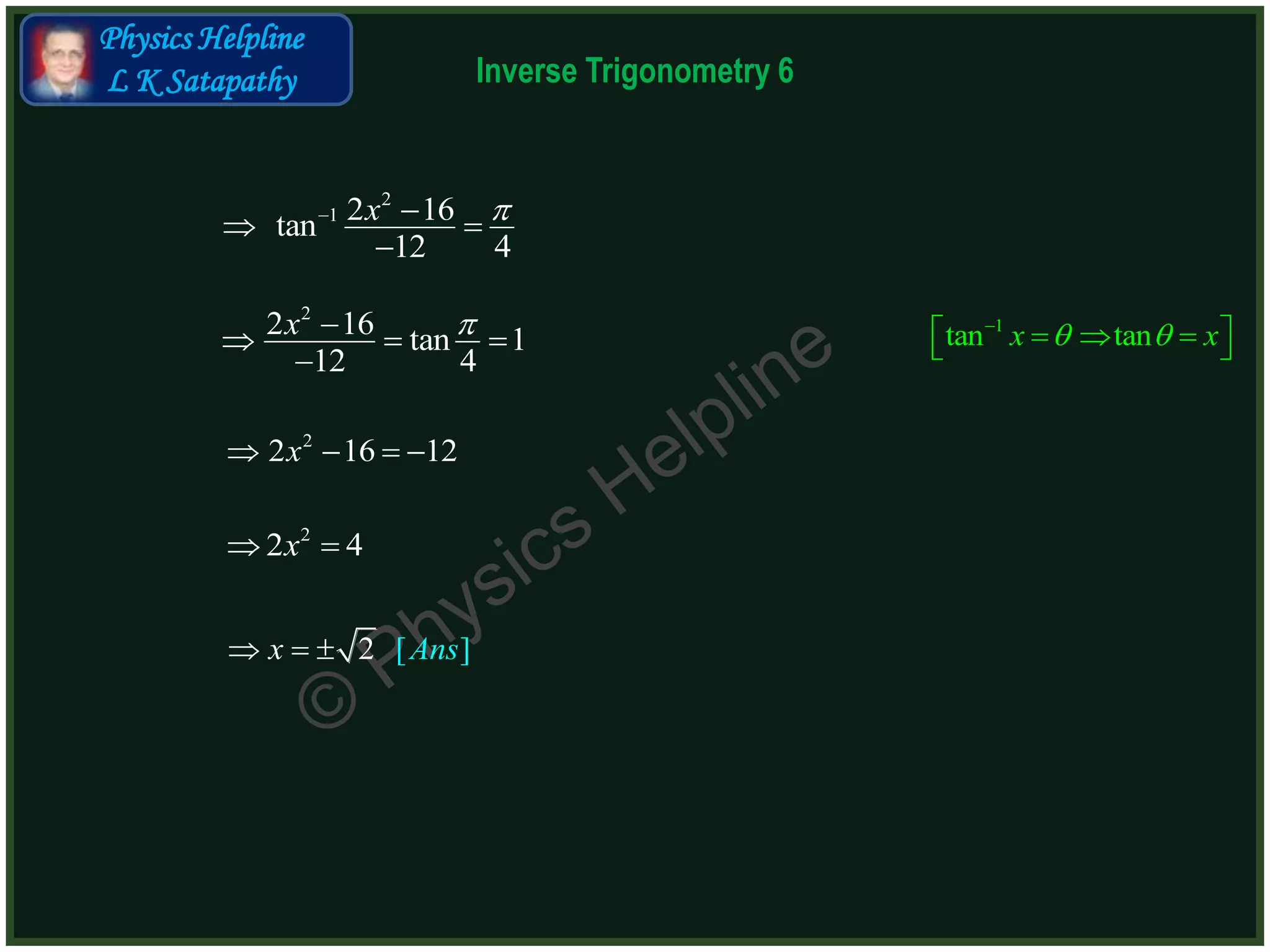 Inverse Trigonometry Qa 6 Ppt