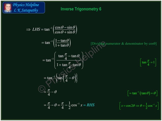Inverse Trigonometry QA.6 | PPT