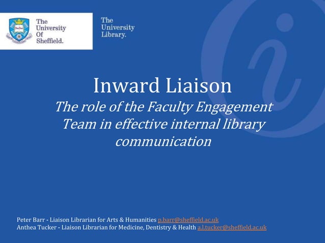 Peter Barr and Anthea Tucker: Inward liaison | PPT