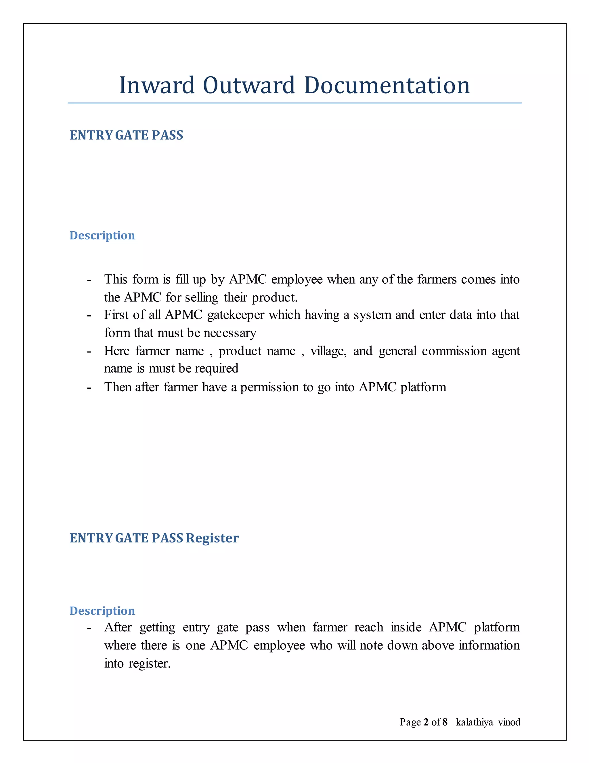 Inward outward documentation | DOCX