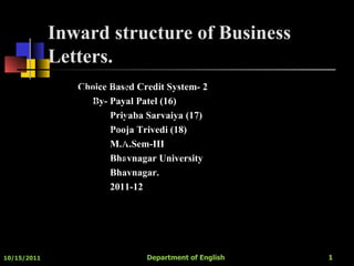 Inward structures of business letters | PPT
