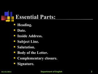 Inward structures of business letters | PPT
