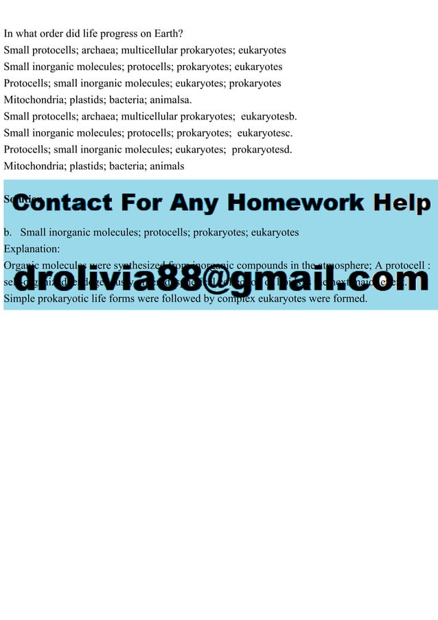 In what order did life progress on EarthSmall protocells; archaea.pdf