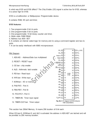Microprocessor Interfacing and 8155 Features | DOCX