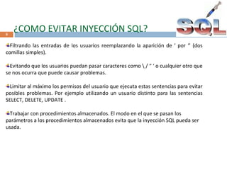INYECCION SQL(SEGURIDAD DE LA INFORMACION) | PPT