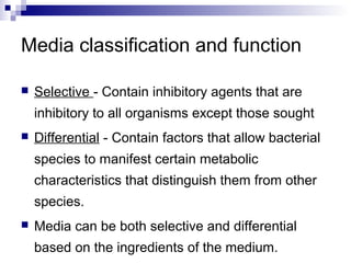 [Micro] bacterial selective & differential media | PPT