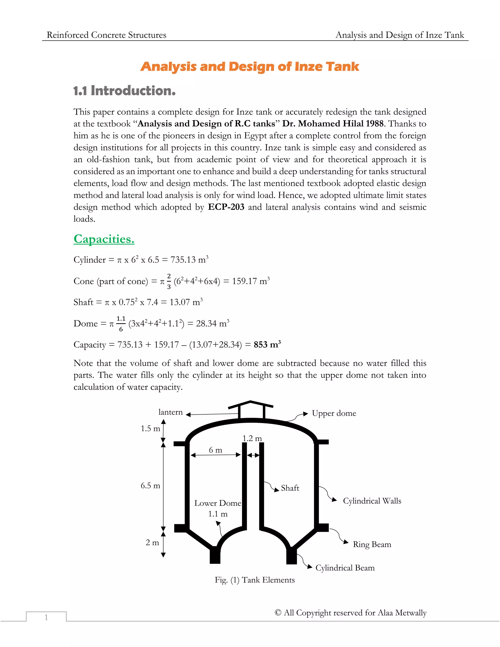 Reinforced Concrete Elevated tank Analysis and Design (Wind & Seismic ...