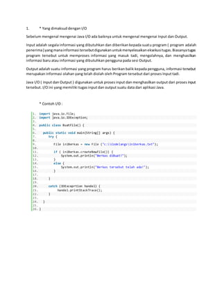 Konsep I/O pada Pemrograman Berorientasi Obyek | PDF
