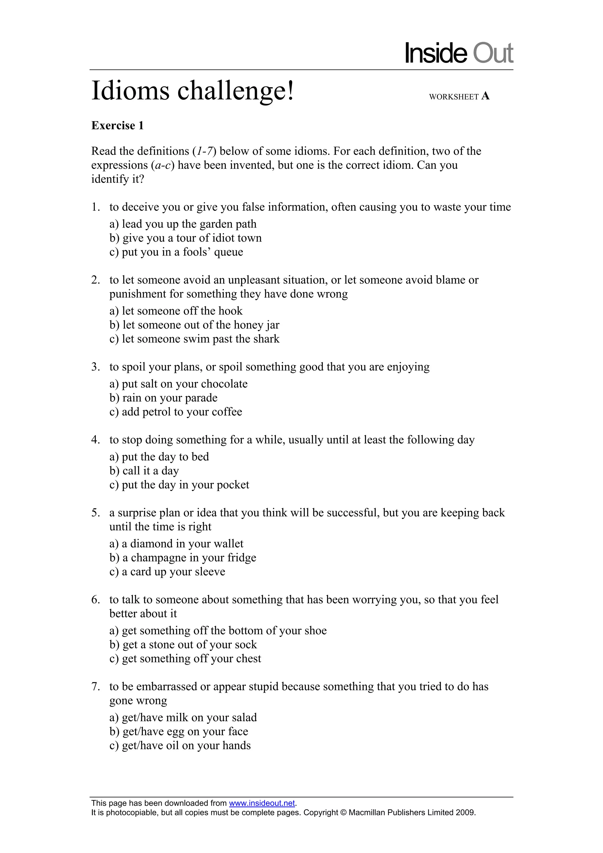 IDIOMS CHALLENGE | PDF