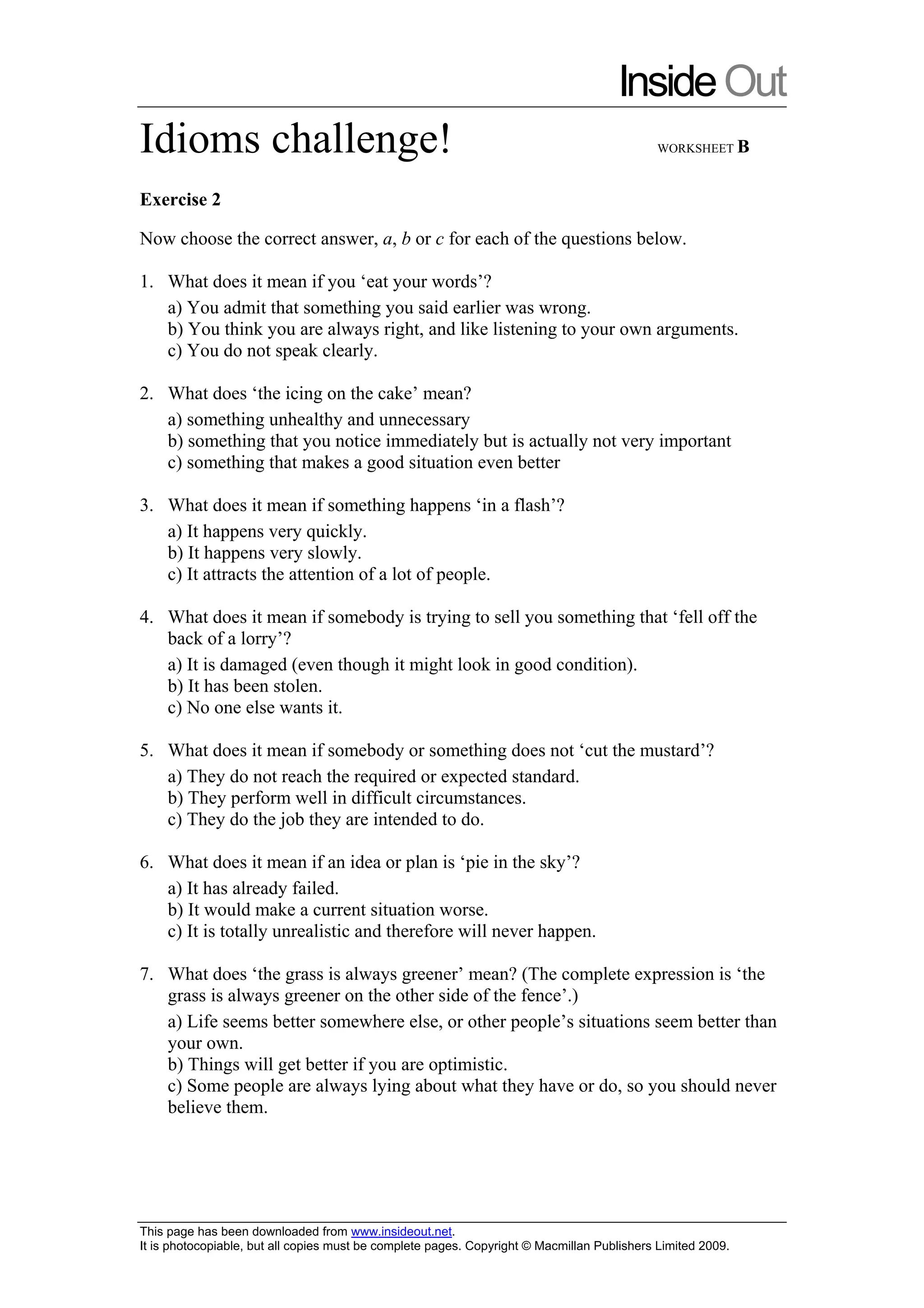 IDIOMS CHALLENGE | PDF