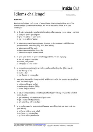 IDIOMS CHALLENGE | PDF