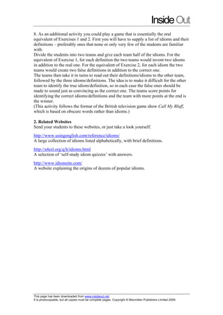 IDIOMS CHALLENGE ANSWER KEY | PDF