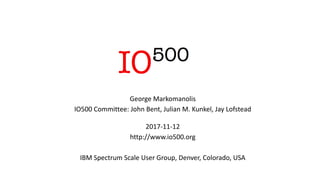 Introducing IO-500 benchmark | PDF
