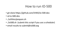 Introducing IO-500 benchmark | PDF