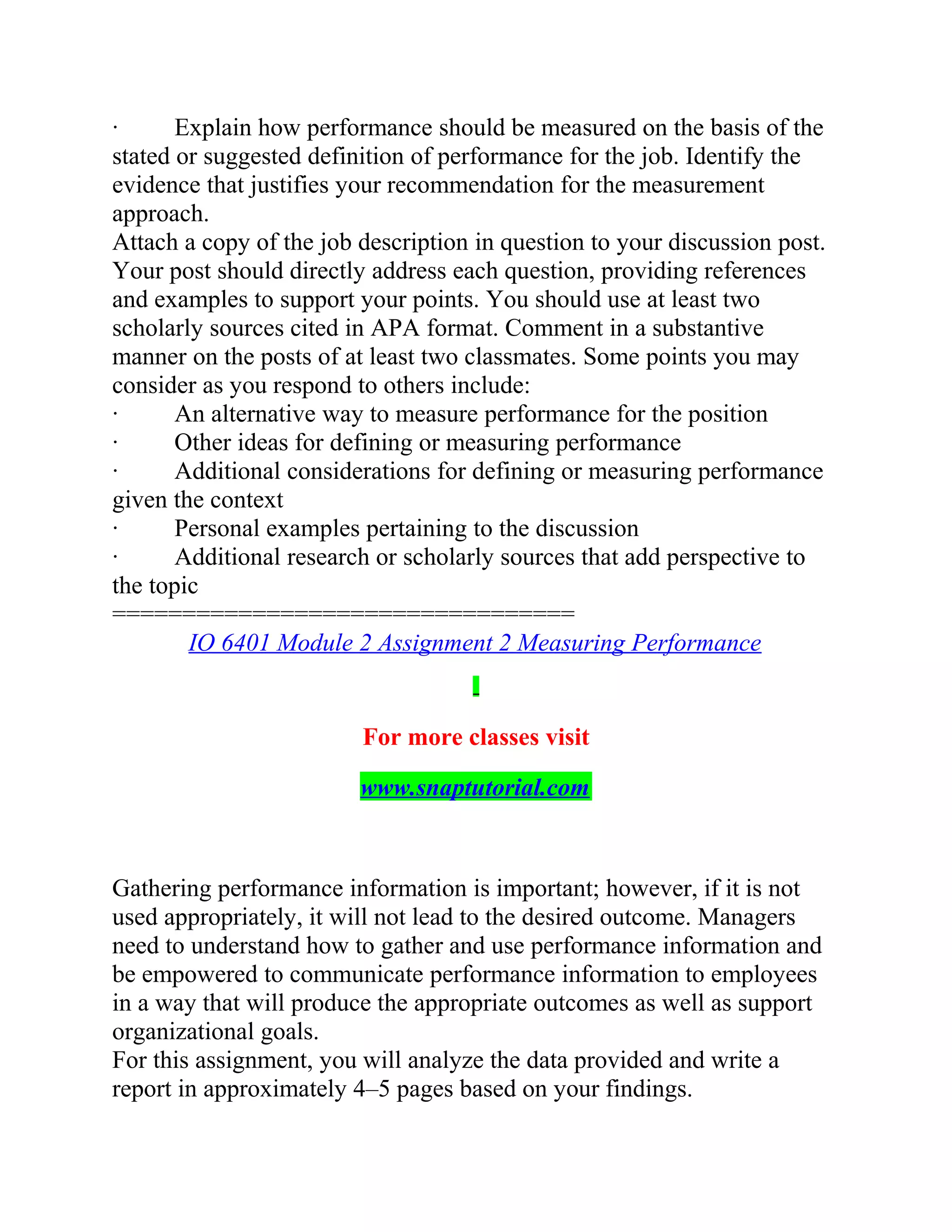 Io 6401 Massive Success / snaptutorial.com